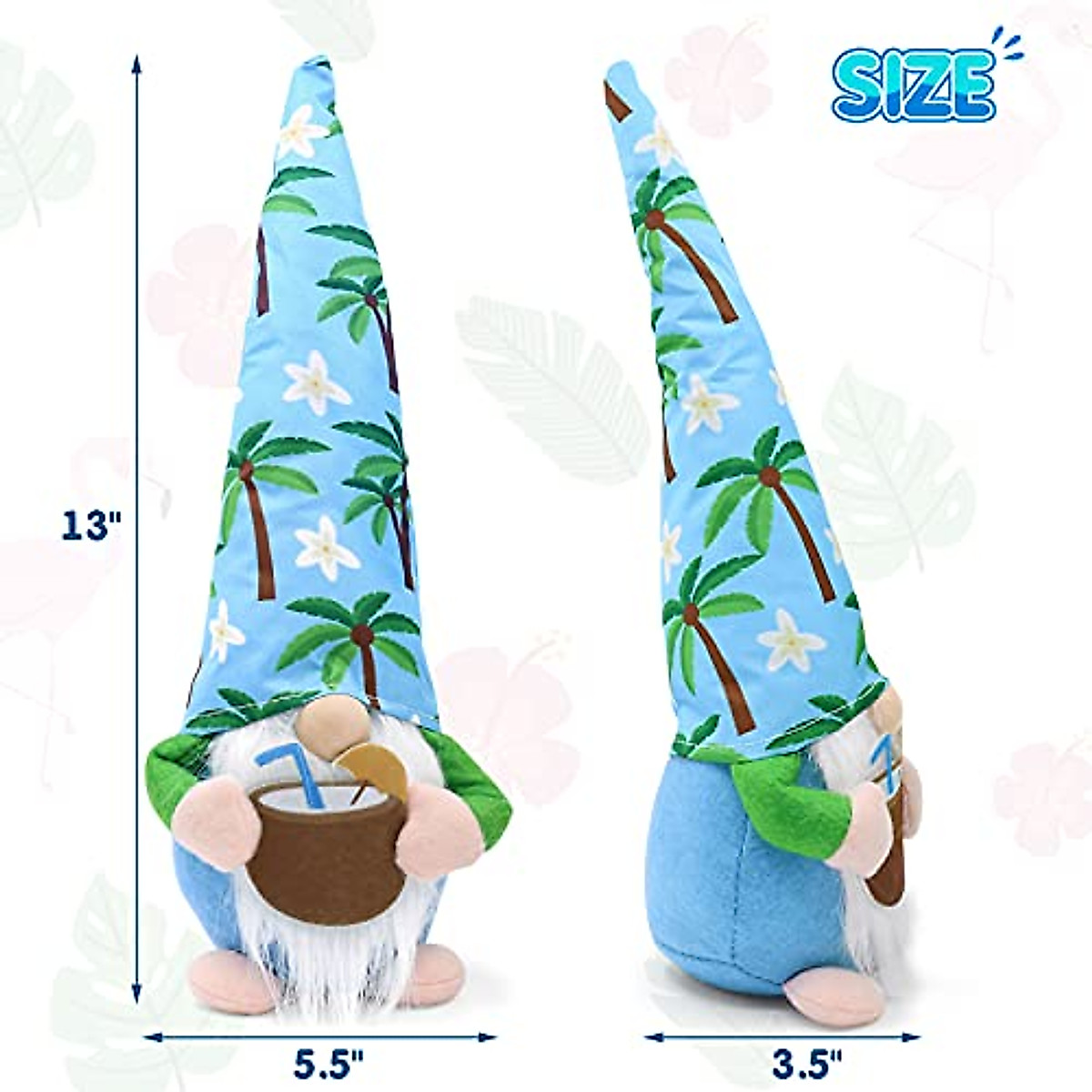 Upltowtme Beach Summer Gnomes Plush Seaside Gnome Decoration Handmade Beach Couple Decor for Farmhouse Tiered Tray Decor Shelf Sitters Tomte Swedish Nisse Scandinavian Elf Dwarf Home Kitchen Ornaments