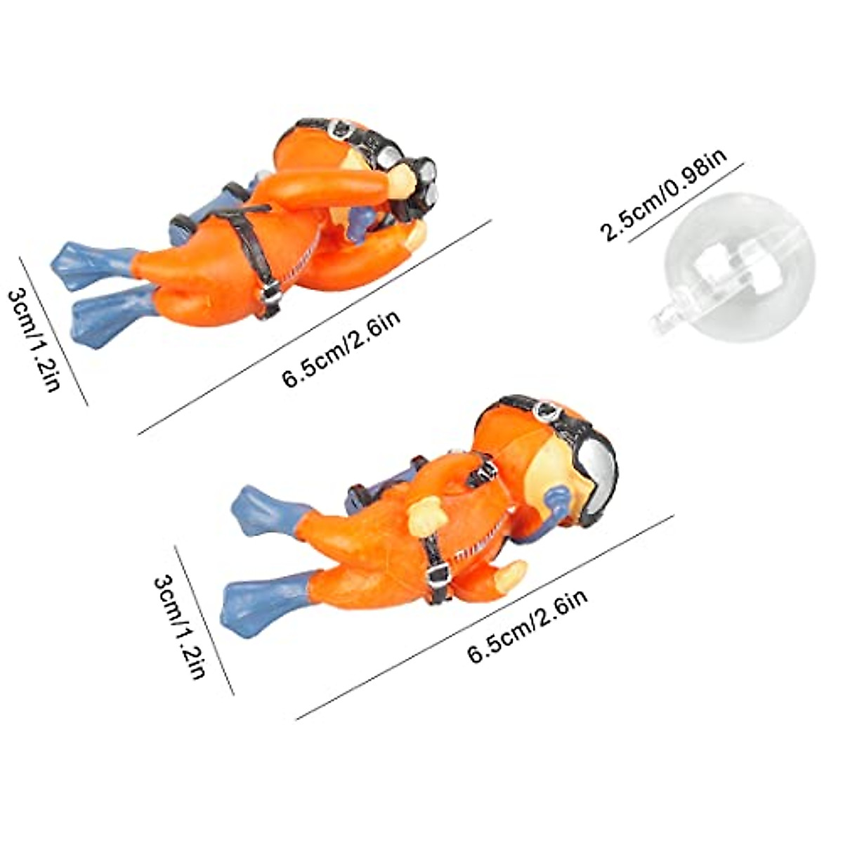ZUOFANG 2Pcs Floating Aquarium Decorations, Small Fish Tank Decorations Decor, Betta Fish Toys for Fish Tanks Accessories, Cute Miniature Little Diver