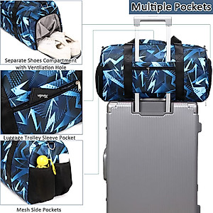 Duffle Bag for Girls Overnight Bags for Boys Weekender Carry On Travel Bag Sports Gym Bag with Shoes Compartment and Wet Pocket