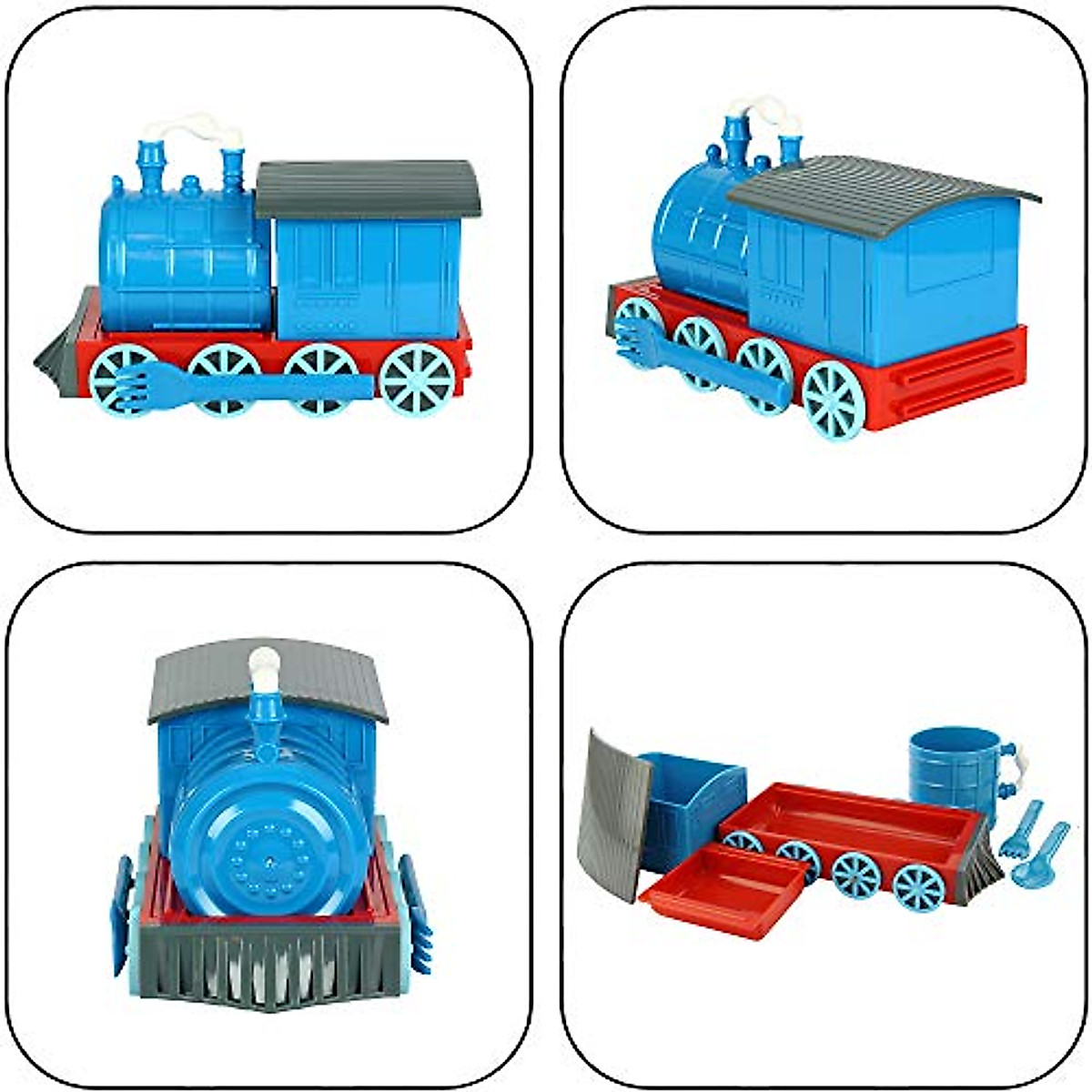KidsFunwares Chew-Chew Train Kids Dinnerware Set with Utensils, Blue