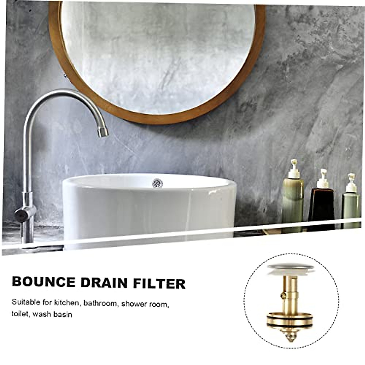 ORFOFE 1pc Wash Basin Sink Kitchen Sink Stopper Strainer Bathtub Stopper Bathroom Sink Cover Strainer Water Trough Bounce Drain Strainer Golden