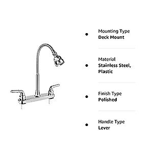 EXCELFU RV Kitchen Faucet, RV Sink Faucets for Kitchen with Flexible Arc 360 Degree Rotatable Sprayer, RV Kitchen Sink Faucet Replacement for Campers, RVs Motorhomes, Travel Trailers (8 inches Apart)