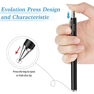 Mixoo Retractable Stylus for Touch Screens - High Sensitivity Universal Stylus Touch Screen Pen with 3 Replaceable Disc Tips for iPad iPhone and All Other Capacitive Tablets & Cell Phones (Black)