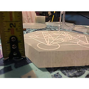 6" Hexagon Selenite Charging Plate, Metatrons Cube Grid, E1017, Sacred Geometry, Crystal Grid