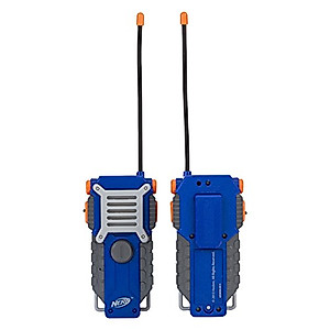 Sakar Nerf Walkie Talkie for Kids Fun at The Touch of A Button, Set of 2, 1000' Range, Rugged Pair Battery Powered Gray Blue & Orange