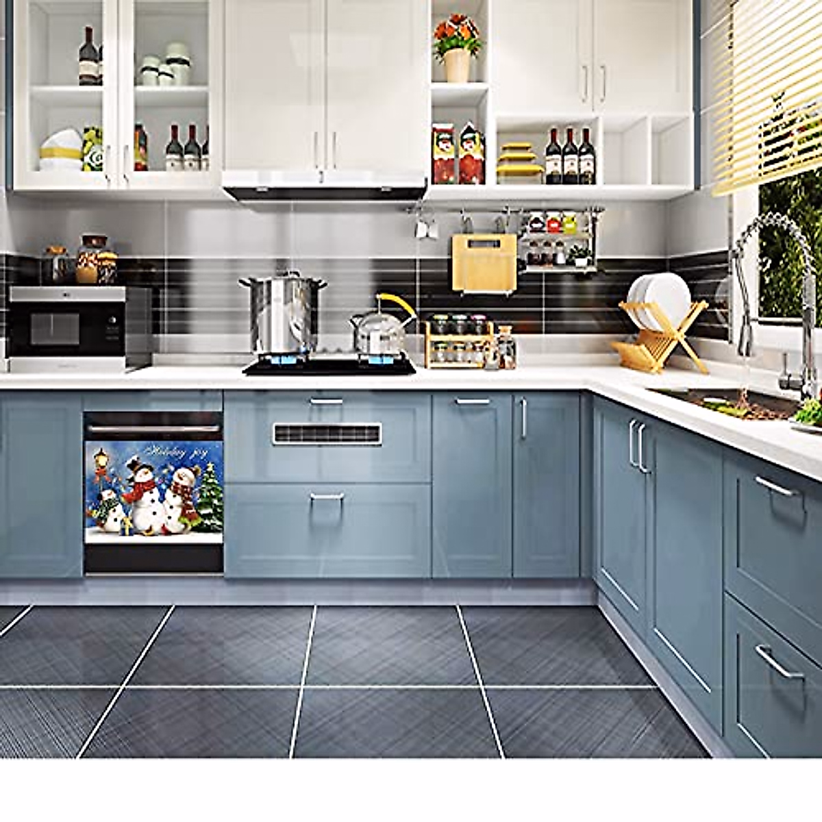 Dishwasher Magnetic Cover Kitchen Decor Magnetic Appliance Covers Christmas Snowman Refrigerator Dishwasher Decal Magnetic Refrigerator Cover Dishwasher Cover Metal Door Garage 23 W x 17 H Inches