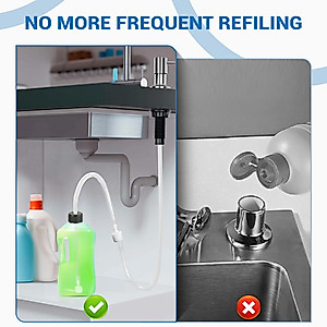 Sink Soap Dispenser Extension Tube Kit 47" with Check Valve, No Need to Fill The Little Bottle Again!