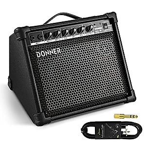 Donner DKA-20 Keyboard Amplifier 20 Watt Keyboard AMP with Aux in and Two Channels, Bass Guitar Amp, Piano Amplifier, Electronic Drum Speaker Support for Microphone Input