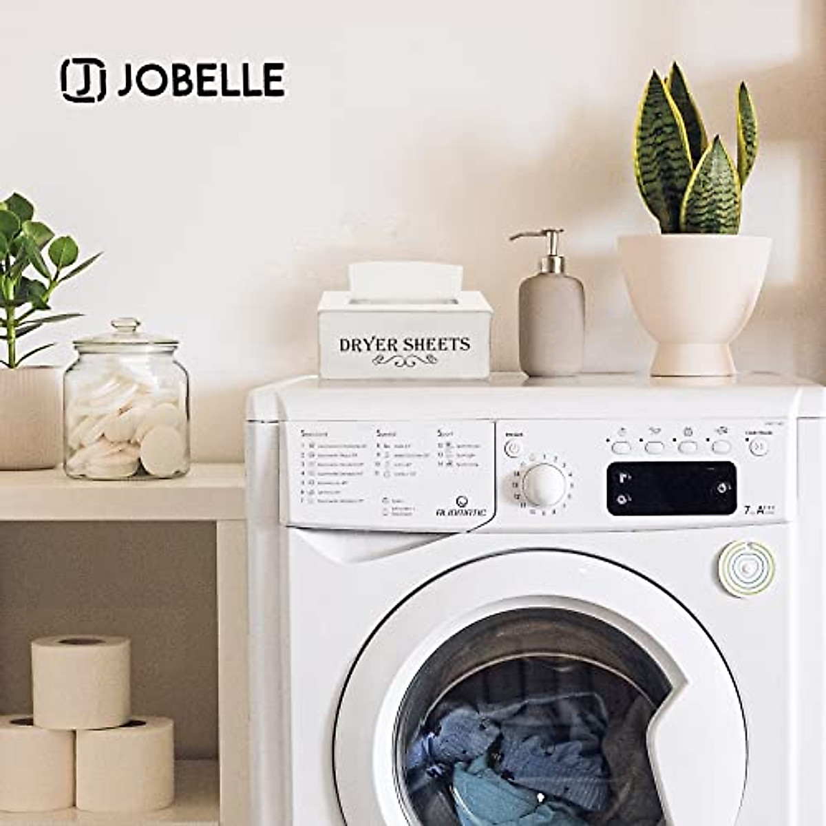 Jobelle Dryer Sheet Holder Magnetic Rustic Farmhouse Dryer Sheet Dispenser for Laundry Room Organization Storage and Decor Wooden Dryer Sheet Holder Container Box for Fabric Softener Sheets With Two Wool Dryer Balls