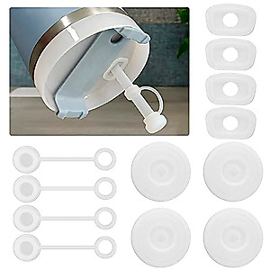 Silicone Spill Proof Stopper 4 Sets, Straw Cover Compatible with Stanley Cup 1.0 Version 40oz/30oz, Tumbler Accessories, Includes 4 Straw Cover Cap, 4 Square Spill Stoppers & 4 Round Leak Stopper
