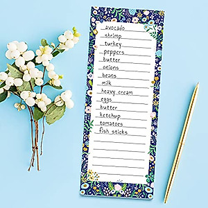 SWEETZER & ORANGE 6-Pack Magnetic Grocery List for Fridge (Floral Theme) - 3.5” x 9” Memo Notepad for Shopping, Locker, Filing Cabinet, To Do, Appointment Reminders, Meal Plans | 55 Sheets Per Pad