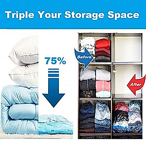 Jumbo Space Saver Vacuum Storage bags - [BONUS] Free travel Vaccum hand pump. - Jumbo Size Vacuum Sealer Bags for Clothes - Excellent for long term storage or saving extra space while traveling or moving. (6 bags)