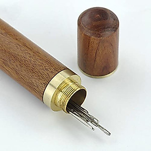 NC Wooden Durable Safety Storage Case Hand Sewing Embroidery Needle Organizer Box Brown Coffee