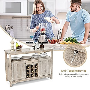 Giantex Buffet Server Sideboard, Console Table, Wood Dining Table, Cupboard Table with 2 Cabinets, 1 Drawer and 9 Wine Cabinets, Storage Organizer Kitchen and Dining Room (Gray)