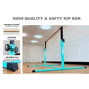 MARFULA 4FT Gymnastic Bar Set Gymnastics Horizontal Bar Gymnastics Kip Bar Teal Bar for Kids Home Use