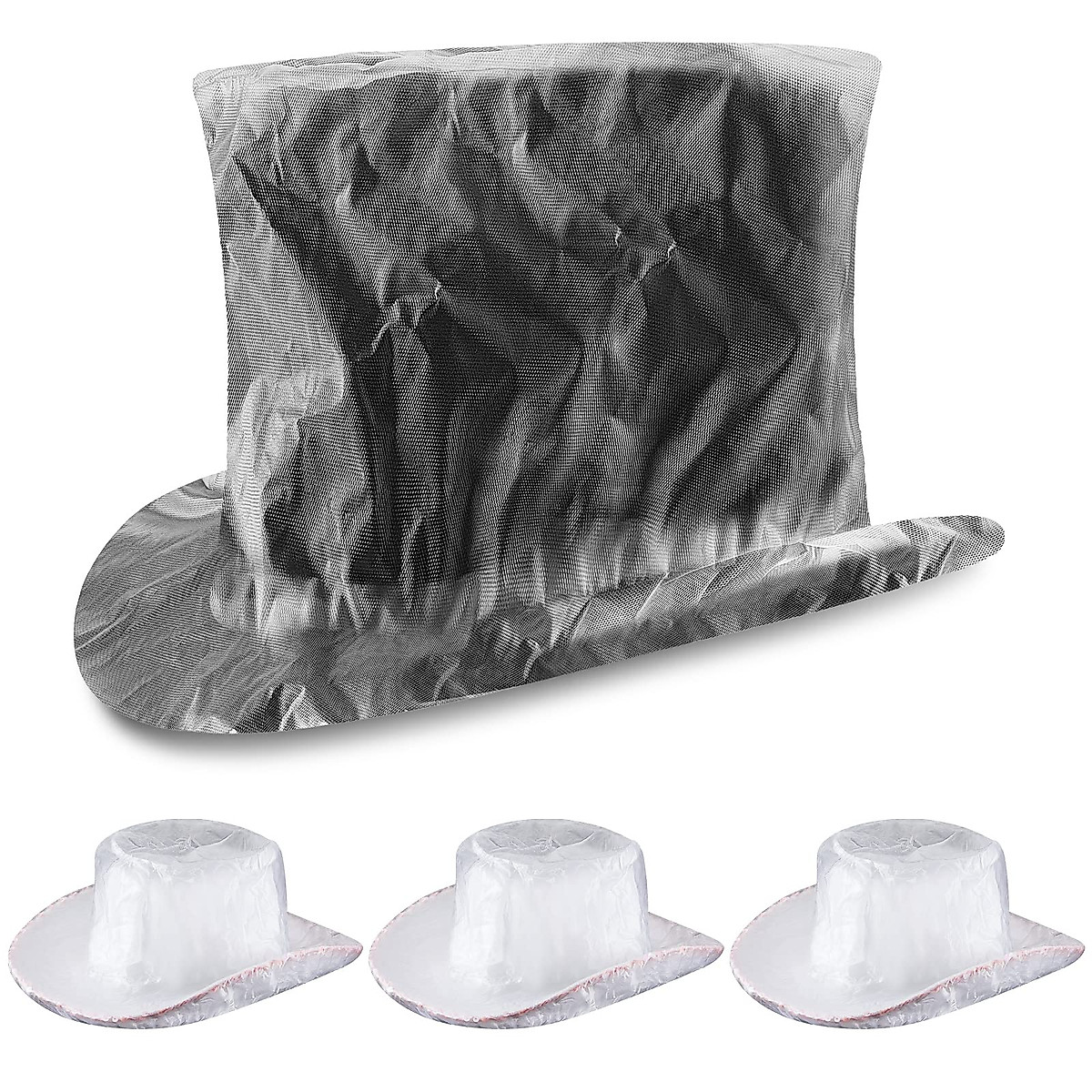4 Pieces Cowboy Hat Rain Covers Plastic Hat Covers Cowboy Hat Protectors Cowboy Hat Covers for Storage (X Large) Gray