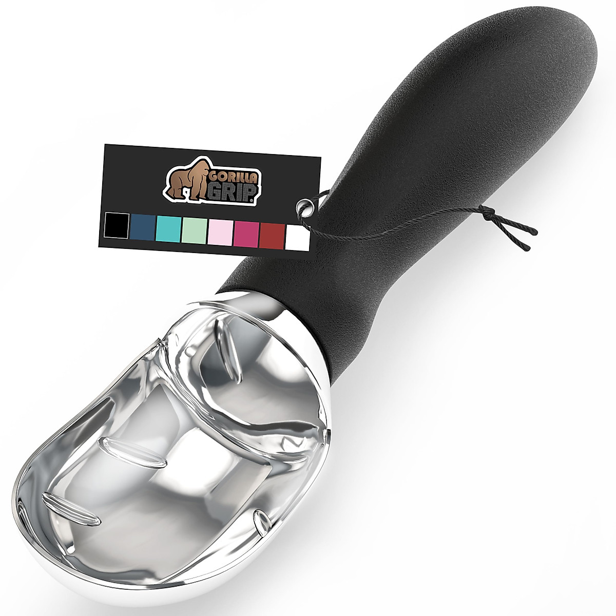 Gorilla Grip Large, Comfortable Handle, Heavy Duty Ice Cream Scoop, Professional Grade Scooper, Get Perfect Shape Scoops, Great for Spooning Frozen Hard Gelato and Sorbet, Cookie Dough, Melon, Gray