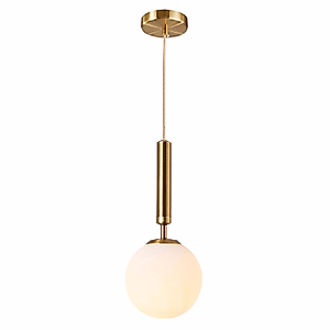KCO Lighting Modern Globe Pendant Light Fixture White and Gold Pendant Light 1-Light Kitchen Island Single Pendant Lighting Round Glass Hanging Light Nordic Minimalist Ball Pendant Light (Gold)