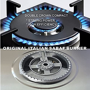 Gas Cooktop 30 Inch 5 Burners Gas Stove Gas Hob Stovetop Stainless Steel Cooktop Cast Iron Grates, Silver (30x 19.7x 4.5 inches)