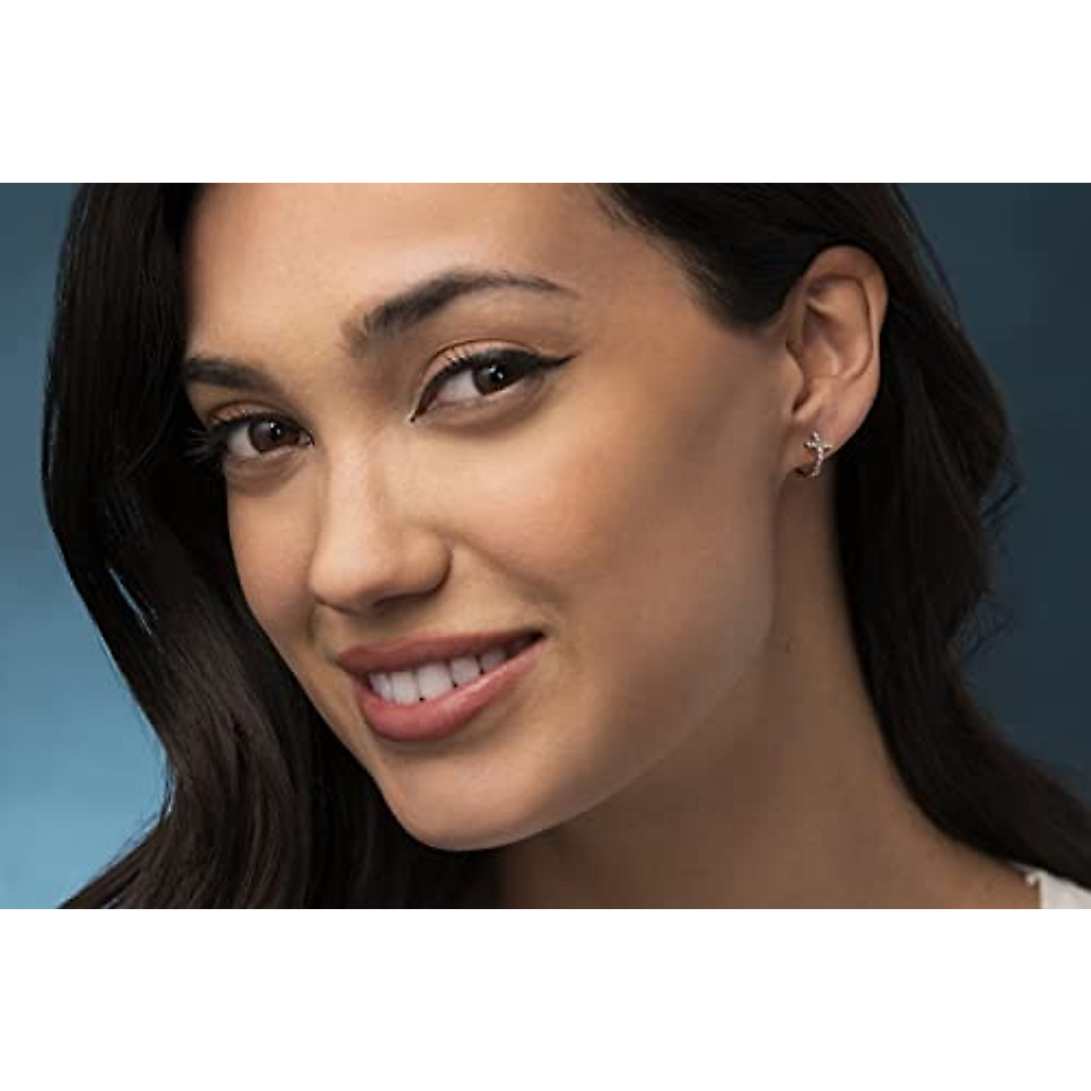 Natalia Drake Tiny Cross Huggie 1/4 Cttw Diamond Hoop Earrings for Women in Rhodium Plated 925 Sterling Silver