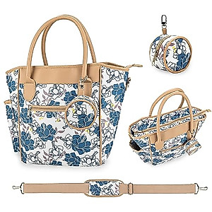 MEYTEILAY Diaper Bag Tote Baby Changing Bag Portable Waterproof Splashproof and Large Capacity with Shoulder Strap（Blue Flower）