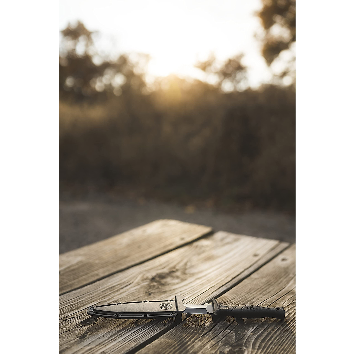 Smith & Wesson 10.5 in High Carbon SS Fixed Blade Knife with 5.5 in False Edge Blade for Outdoor Tactical Survival and EDC, Black