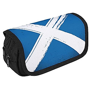 Retro Scottish Flag Pencil Case with Two Large Compartments Pocket Big Capacity Storage Pouch Pencil Bag for School Teen Adult