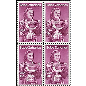 BABE ZAHARIAS ~ GOLF ~ OLYMPICS ~ WOMEN ATHLETE #1932 Block of 4 x 18¢ US Postage Stamps