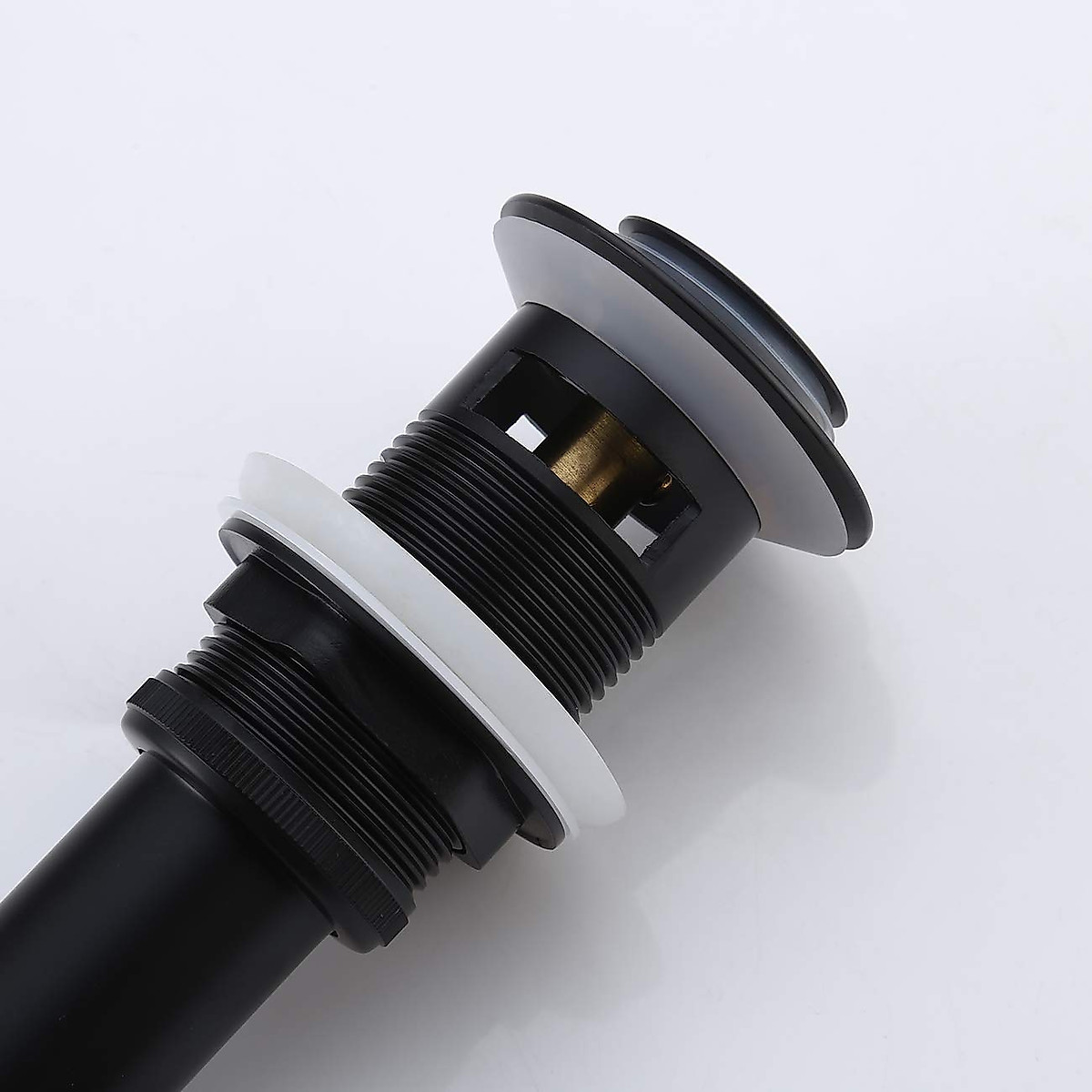 KES Bathroom Sink Drain with Overflow Pop Up Drain Assembly Vessel Sink Stopper Matt Black, S2007A-BK