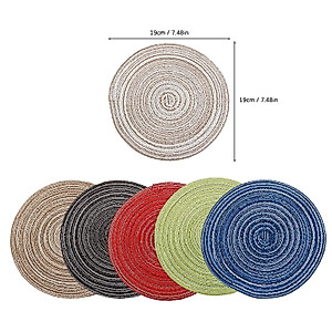 Round Dinner Table Centerpiece Placemats Washable Woven Vinyl Placemats for Dining Table Easy to Clean Plastic Placemats Dark Place Mats
