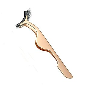 EIAKE False Eyelashes Applicator Tool Eyelash Extension Tweezers Remover Clip Tweezers Nipper (Golden)