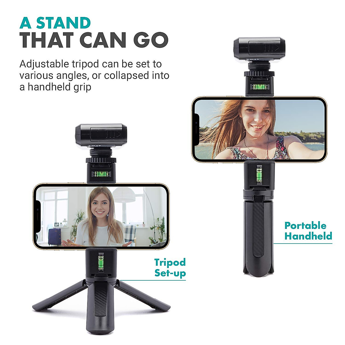 Movo Smartphone Vlogging Kit with Wireless Lavalier Microphone, Mini Tripod, and Rotating Phone Holder for Tripod - Wireless Lapel Microphone for iPhone and Android Smartphones, DSLR Camera, and More