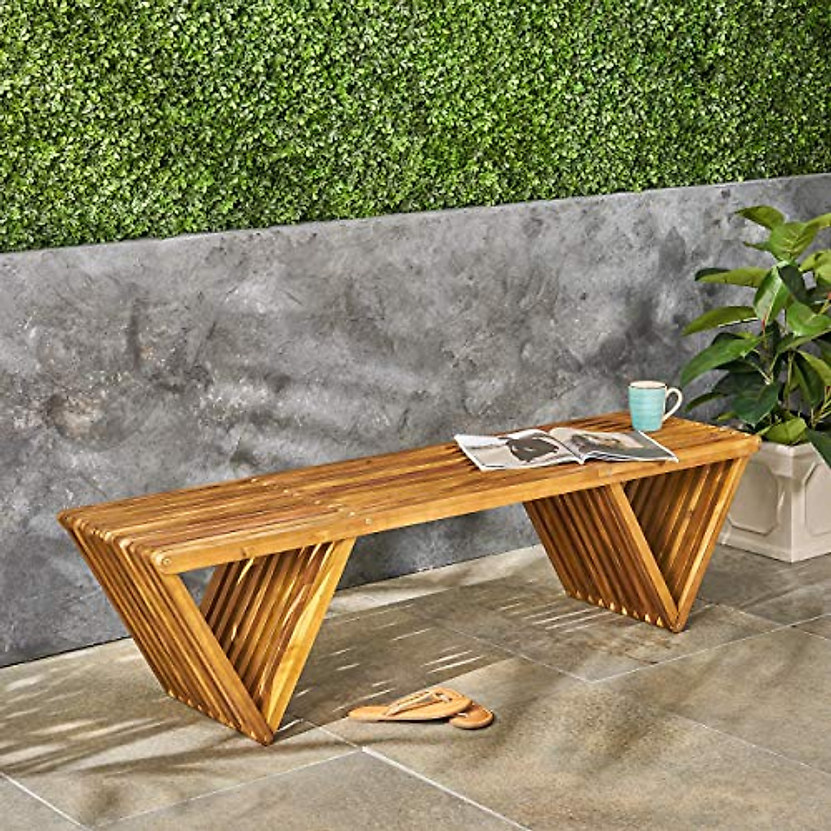 Christopher Knight Home Esme Outdoor Acacia Wood Bench, Teak Finish