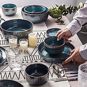 Porcelain Dinner Set Ceramics Dinner Sets Ceramics Dinner Sets, Bowl/Spoon/Plate Light American Style Starlight Series Dinnerware Set 28 Pieces - Family Party and Kitchen Restaurant