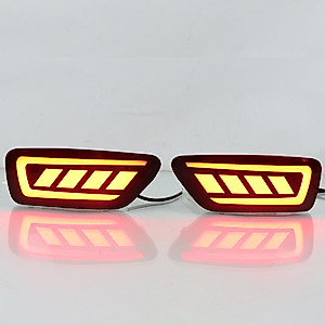 ECAHAYAKU Compatible With Jeep Compass 2011-2016,Jeep Grand Cherokee 2011-2021,Dodge Journey 2011-2017, LED Bumper Light Brake Light Rear Fog Lamp Dynamic Turn Signal Reflector