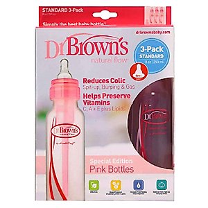 Dr Browns Natural Flow Standard Pink 4oz Bottle- 3 Pack