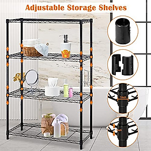 YIQIEDEY Storage Shelves 4 Tier Shelving Unit with Feet NSF Heavy Duty Height Adjustable Large Metal Shelves for Storage Commercial Grade Steel Utility Layer Shelf 1000 LBS Capacity-14x36x54 (Black)