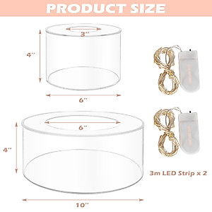 Royxen 2 Pack Clear Acrylic Cake Stand 10 Inch Cake Riser Round Cake Display Stand, 10x4 Inch, 6x4 Inch for Weding, Birthday Party