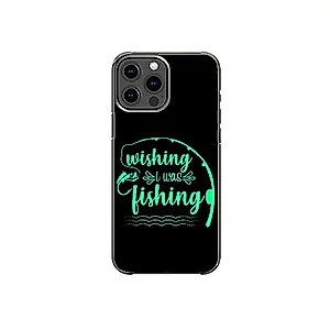 Wishing I Was Fishing Funny Sarcastic Fishing Enthusiast Pattern Art Design Anti-Fall and Shockproof Gift iPhone case (iPhone XR)