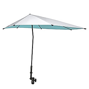 Prospo Adjustable Beach Umbrella with Universal Clamp, Portable UPF 50+ UV Protection Umbrella for Chair, Wheelchair, Golf Cart, Stroller, Bleacher, Patio