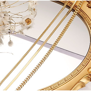 DEARMAY Gold Anklets for Women Waterproof Ankle Bracelets for Women 14K Gold Plated Cuban Link Anklet Bracelets for Women Layered Herringbone Cute Anklets Set Jewelry Gift for Women Teen