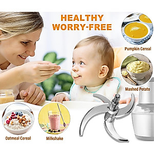 Full Steel Food Processor Blade Plastic-Free Chopping Blade for 8 Cup(2L) Bowl, Compatible with Syvio HOMEASY KOIOS HOVOBO Kitchen-in-the-box and More