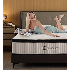 KOANTTI Queen Mattresses,14 Inch Queen Size Mattresses in a Box,Memory Foam Hybrid White & Black Mattress with Provide Support and Improve Sleep Mattresses,Pressure Relief,Medium Firm.