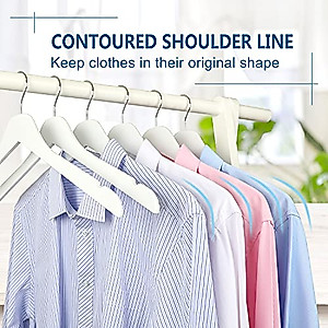 TOPIA HANGER White Wooden Hangers 20 Pack, 0.28 inch Slim Beech Wood Clothes Hanger with Flat Design and Smooth Notches, Lightweight&Durable Space Saving Hangers for Shirt, Coat, Camisole-CT30W