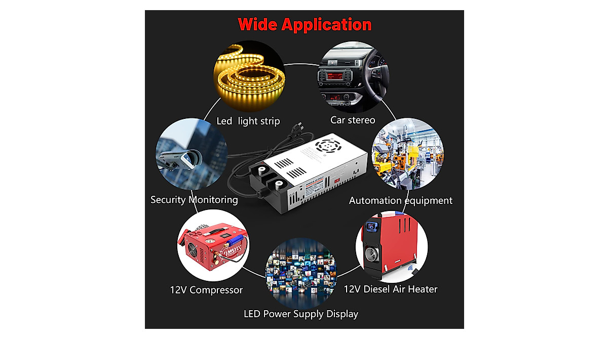 IMAYCC 110V to 12V DC Power Supply 600W for LED, CCTV, Car Stereo