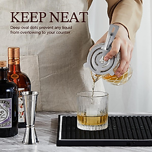 KITESSENSU Heavy Duty Bar Mat - Durable Rubber Bar Mat for Countertop & Home Bar - Large Size Bar Drink Mat for Bartending, Glass Drying & Spill Proof - 18" x 12" x 0.4"