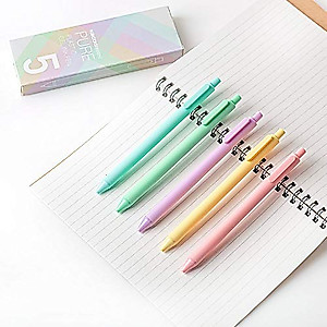 czxwyst Soft Touch Retractable Gel Ink Pens 0.5mm Fine Point (Macarons Colors 5-Pack Black Ink)