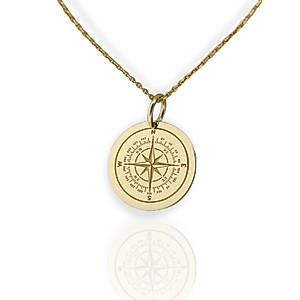 DANELIAN 14K Solid Gold Compass Pendant, North Star Compass Necklace (No Chain Included, 0.55 inches / 13.9mm)