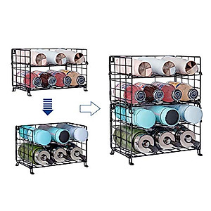 X-cosrack Adjustable Water Bottle Organizer,4-Tier Wall-Mounted Water Bottle Holder, Stackable Water Bottle Storage Rack for Kitchen Countertops,Pantry, Cabinet,Black(Patent No.: US D950,280 S)