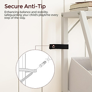 MAHANCRIS Toy Storage Organizer for Kids, Toddler Toy Storage with Wheeled, Toy Storage Shelf with 3 Storage Bin, for Living Room, Nursery, Playroom, Bedroom, White SCBW16801